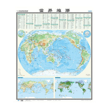 2018全新版 竖版世界地图地形版 折叠袋装0.9米*1.1米 国家版图系列挂图（一全，折叠袋装）