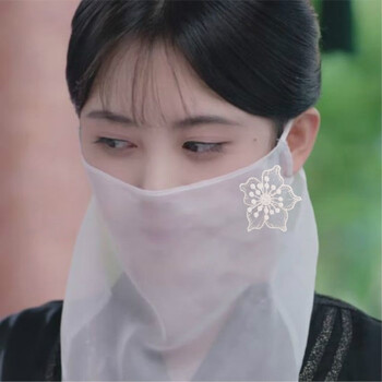 面纱古风汉服面纱古风挂耳流苏遮面帘头饰舞蹈遮夏季少女古装配饰遮脸 白色5角花挂耳【图片 价格 品牌 报价】-京东