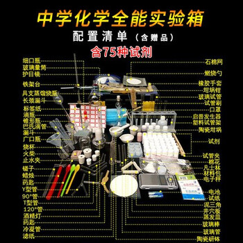 初中化学实验器材箱套装经典版试验箱试剂药品用品玻璃仪器实验室 化学全能