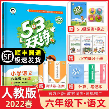 【科目自选】2022新版53天天练六年级下册同步训练语文数学人教统编版北师版五三天天练同步练习册5.3天天练6下册同步测试卷 天天练 六年级下册 语文 人教版