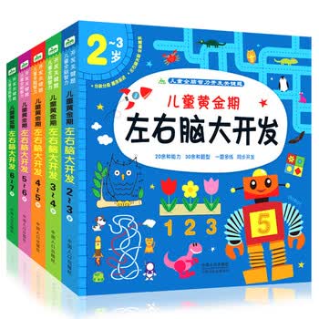 儿童黄金期左右脑大开发全套5册全脑智力逻辑思维训练益智游戏测试二三四岁幼儿园大班宝宝潜能开发启蒙认知