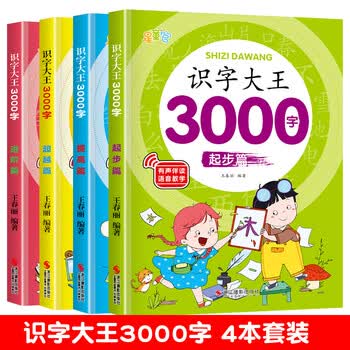 【有声伴读】幼儿园识字卡片3000字启蒙宝宝看图认字儿童象形汉字早教神器全套 【全套4册】识字大王3000字