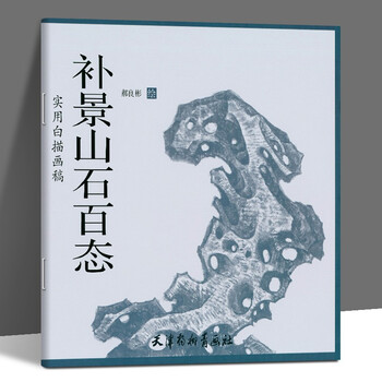 补景山石百态 实用白描画稿 郝良彬绘 天津杨柳青画社 水墨花鸟画山石画法 石头造型百态 作品集 临摹