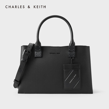CHARLES＆KEITH2020秋季新品CK2-50671160女士简约通勤手提单肩包 UltraMatteBlack超哑光黑 L【图片 ...