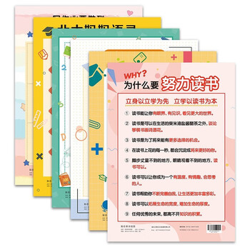 中小学好习惯养成自律守规励志家训挂图（全6张）9个学习+成长公约+北大妈妈+家规十则+为什么+写作业