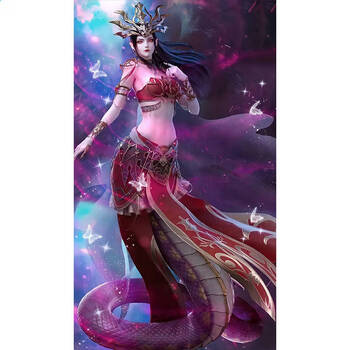 美杜莎女王海报墙贴卧室男生美女萧炎熏儿画斗破苍穹海报贴纸云韵 姜黄色 编号613 （pp背胶纸）200x90cm无赠送 拍2发4以此