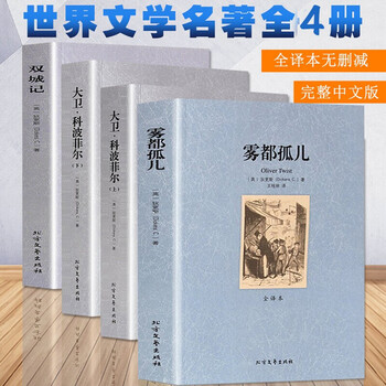 狄更斯小说全集 4册 全译本无删节 双城记本 雾都孤儿 大卫科波菲尔（上下）