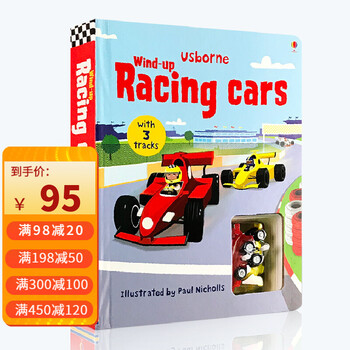 英文原版 Usborne Wind-Up Racing Car 轨道玩具车书 发条赛车