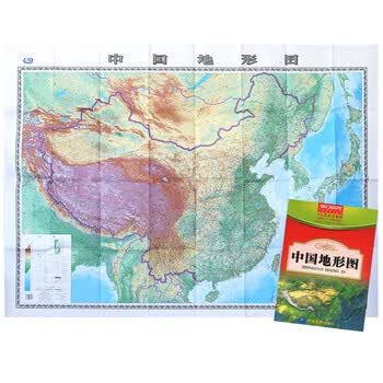 2019新 中国地形图地图 地势地貌 约1.5x1.1米贴图 采用等高线分层设色 全面突出地形三阶梯