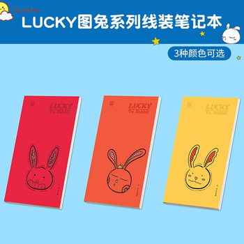 华图文创笔记本适用于白领学生草稿本笔记本白纸本 LUCK图兔红兔兔