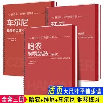 【大音符活页版三册】拜厄钢琴基础教程精注版+车尔尼钢琴初级练习作品599精注版+哈农钢琴练指法 儿童钢琴考级教材