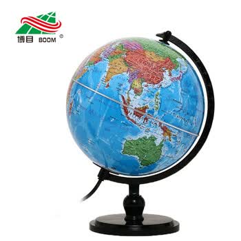 博目20厘米中文政区灯光地球仪-炫影黑支架 Q2021 学生适用 书房摆件 内置LED节能灯 环保耐