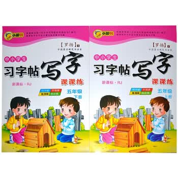 中小学生新课程标准人教版上册下册 一二三四五六七八年级中小学生练字帖 写字课课 罗扬楷书习字帖练字贴 五年级上下2册