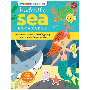 现货Under the Sea Escapades 海底冒险贴纸书 绘画步骤与场景 3-6岁