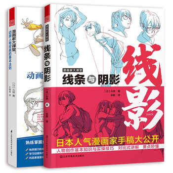 两本 斗使 漫画教程书 漫画家大课堂 线条与阴影 动画人物绘画的基本法则 手稿 日本动漫人物手绘技法