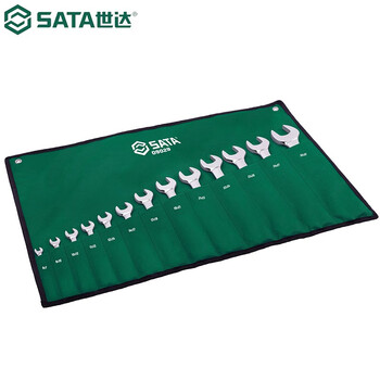 【世达（SATA）09029】世达（SATA）工具公制双开口扳手全抛光两用扳手套装开口梅花呆扳手工具组套 13件全抛光双开口扳手组套09029 ...