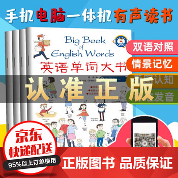英语单词大书4册 家园+学校+户外+常识 少儿英语零基础幼儿启蒙绘本原版音频有声读物英汉书籍 少儿英语书籍