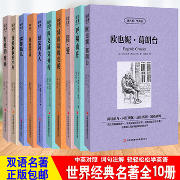 读名著学英语 世界文学名著全套 中英文对照 英文原著 单词注解 阅读无障碍 名家双语读物 青少版 双语名著文学全10册