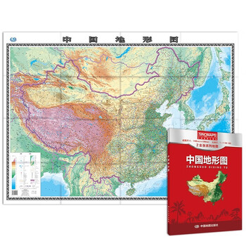 2022年新 中国世界地形图 盒装大尺寸折叠图 1.495米*1.068米 中国地形图
