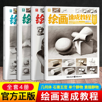 新版4本一套 绘画速成教程 敲门砖李家友素描几何体单个组合静物石膏像临摹范本美术绘画教材书籍 4本全套