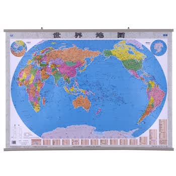 2022年新版 世界地图挂图 1.1米X0.8米挂杆地图 防水 家庭办公通用版 世界政区图 标准地图