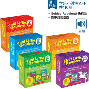 First Little Readers Level A B C D E&F 学乐Scholastic小读者英文原版分级阅读绘本有声读物级116本4-8岁儿童少儿英语 A-F 5盒 可选单盒
