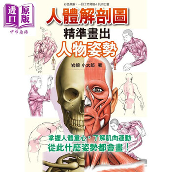 人体解剖图 精准画出人物姿势 彩色图解 一目了然骨骼&肌肉位置 港台原版 岩崎小太郎 三悦文化