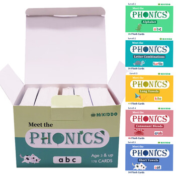 Phonics Flash Cards自然拼读卡片套装5级别178张带视频课程
