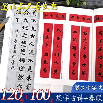 智永千字文集字春联2册 6大类120幅春节对联+唐诗一百首集字古诗词 楷书毛笔书法字帖学习临摹教材书