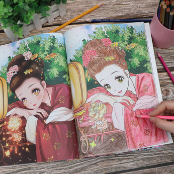 公主图画本儿童古风美少女绘画小学生美术成年解压手绘填色涂鸦本 炫彩公主全套6本【送24色彩铅】