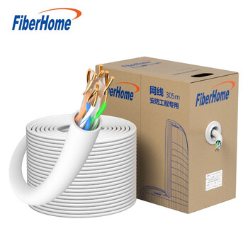 烽火（FiberHome）超六类五类屏蔽万兆千兆CAT6宽带低烟无卤阻燃纯铜线芯箱线灰色305m 六类非屏蔽 0.52±0.01mm 305 ...