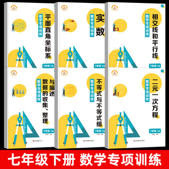 七年级下册数学专项训练初中必刷题人教版计算题强化练习册实数相交线平行线不等式与不等式组二元一次方程平 【全套6册】七年级下册 七年级/初中一年级