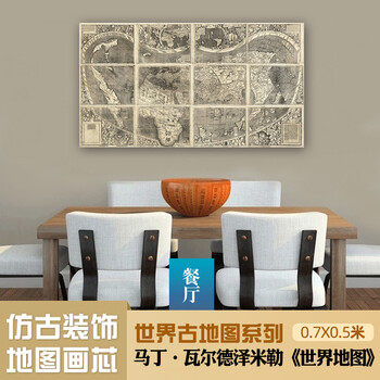 【定制】世界古地图系列 马丁·瓦尔德泽米勒 世界地图 欧洲绘制地图 贴图单面0.7*0.5米书房墙壁