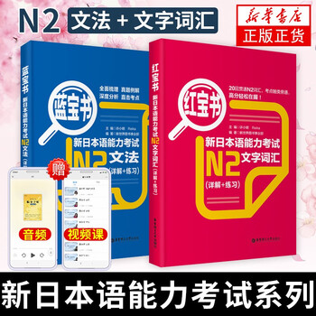 新日本语能力考试N2文法+N2文字词汇全套装共2册 日语学习参考书 日语红宝书蓝宝书