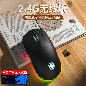 前行者（EWEADN） G301无线蓝牙双模游戏鼠标可充电款静音电脑办公电竞专用机械csgo笔记本 黑色无线版【所有笔记本/台式电脑通用 ...