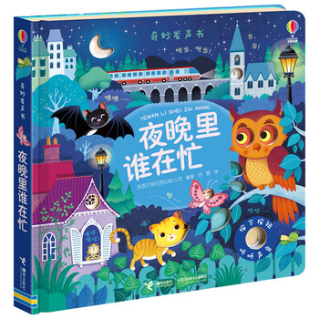 英国原版 尤斯伯恩奇妙发声书全8册 农场里边谁在吵丛林里面谁在叫听什么声音宝宝触摸发声书儿童撕不烂点读认知有声 奇妙发声书 夜晚里谁在忙