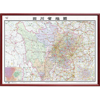 【定制边框】2022年 四川省地图 木框装裱 1.1米*0.8米 胡桃色边框