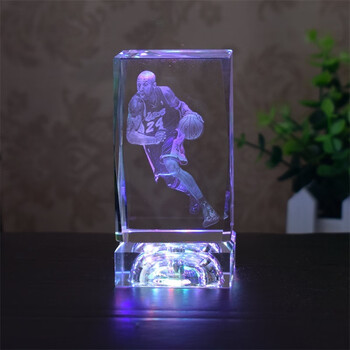 【免费刻字】NBA水晶篮球纪念用品摆件欧文库里科比詹姆斯玩偶手办diy生日礼物 科比24号