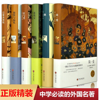 世界名著 简爱+红与黑+飘+茶花女+傲慢与偏见+巴黎圣母院 精装名著阅读 书 全6册套装小说书籍