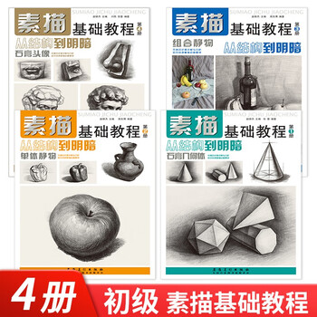 【全套4册】素描基础教程从结构到明暗单体组合素描静物画画入门素描基础教程第4册零基础自学手绘素描画画