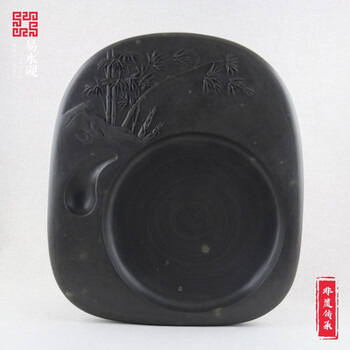 国家非遗 砚台 原石砚台 易水砚台《节节高升》 老坑玉黛石 书写绘画礼品砚 精品收藏砚台