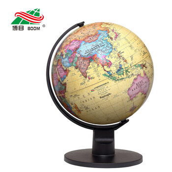 MQ1502中美合作博目地球仪15cm中英文政区仿古地球仪儿童地球仪小号不带灯 地理启蒙 高清摆件复