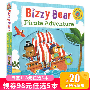 英文原版 Pirate Adventure 纸板活动机关操作书 Bizzy Bear系列 忙碌的小熊 边玩边学 儿童英语启蒙认知绘本 可搭sing along
