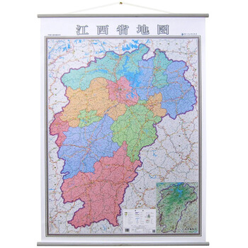 2021年竖版学习办公装饰地图 1.4米*1米 江西省地图