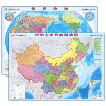 2022年 中国分省地图 107*76厘米 无折痕版 覆膜防水墙贴挂图 中国地图+世界地图