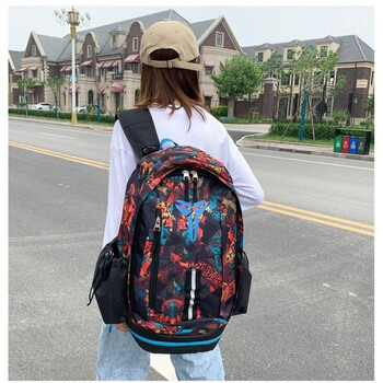 NBA科比书包黑曼巴布莱恩特24号湖人男女初高中学生双肩篮球背包 花彩红 科比