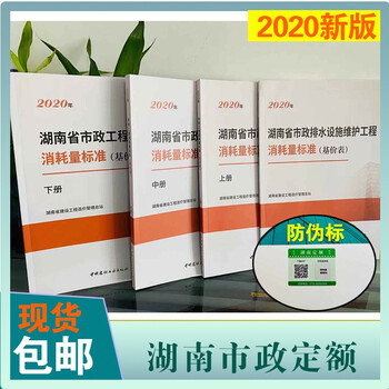 官方正版速发 2020湖南省消耗量定额 湖南招投标预算定额 定额工具书 湖南定额定额工具书 书籍 湖南省市政工程消耗量标准4本