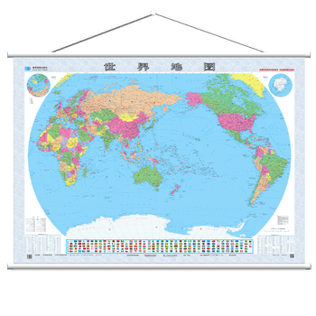 2022年新版中国地图挂图世界地图办公室挂图带杆约1.4米*1米双面覆膜防水挂图 世界地图挂图