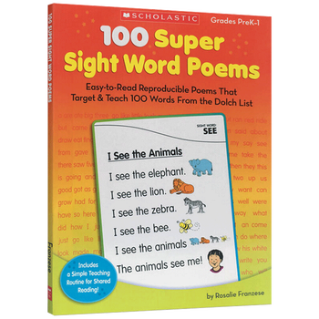 英文原版 学前诗歌词汇练习册 100 Super Sight Word Poems Gra