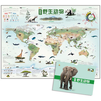 AR儿童恐龙博览和野生动物世界中国地图 3-14岁幼儿童学生互动动物百科实用地图儿童房贴墙装饰画高清 世界野生动物